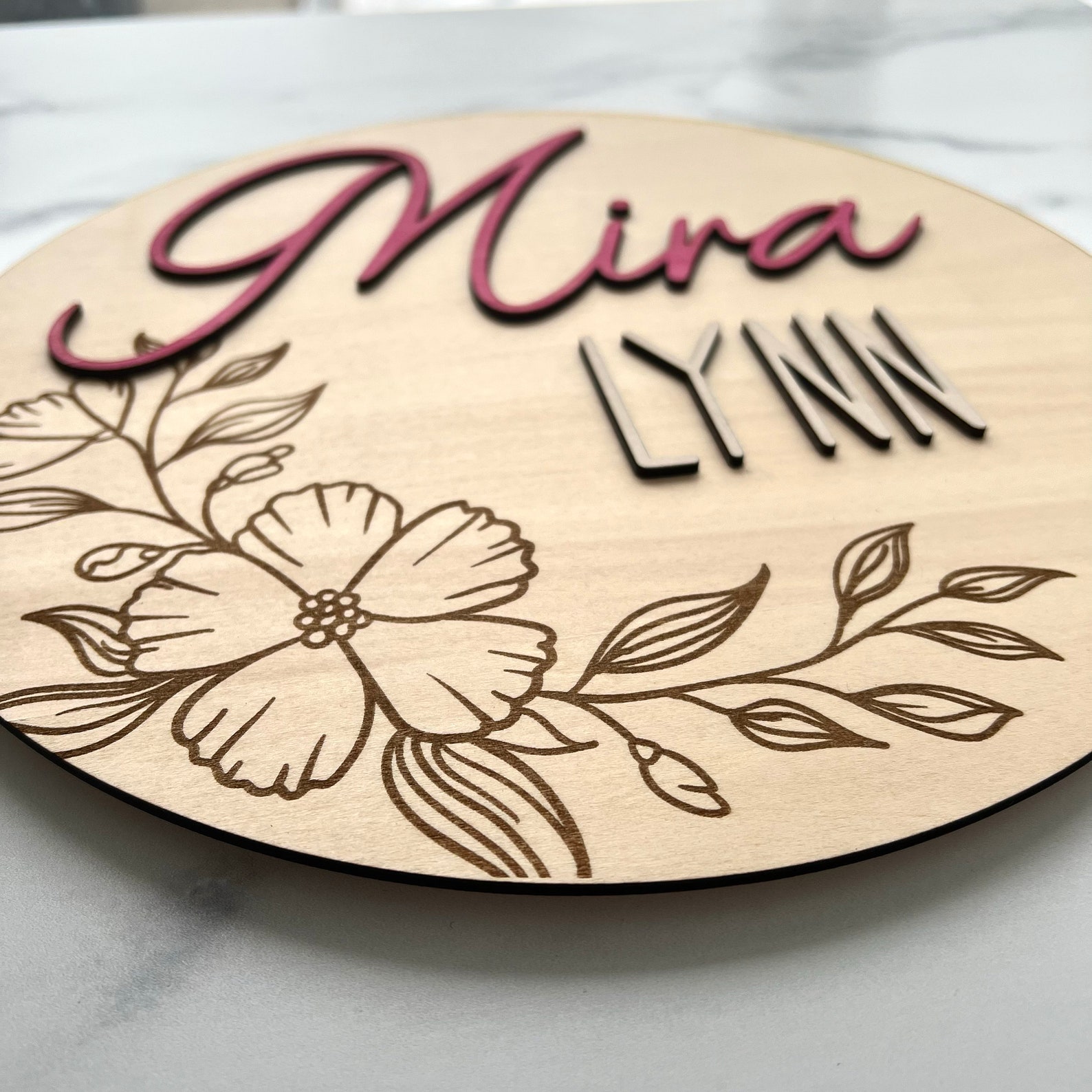 Boho Personalized Wood Sign Customizable Round Laser Cut Engraved Decor ...