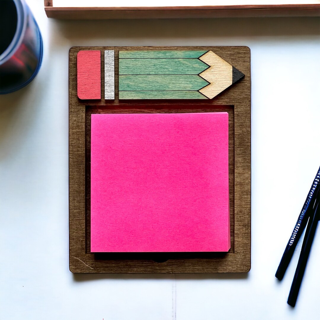 Handcrafted Wooden Sticky Note Holder Customizable Postit Organizer ...