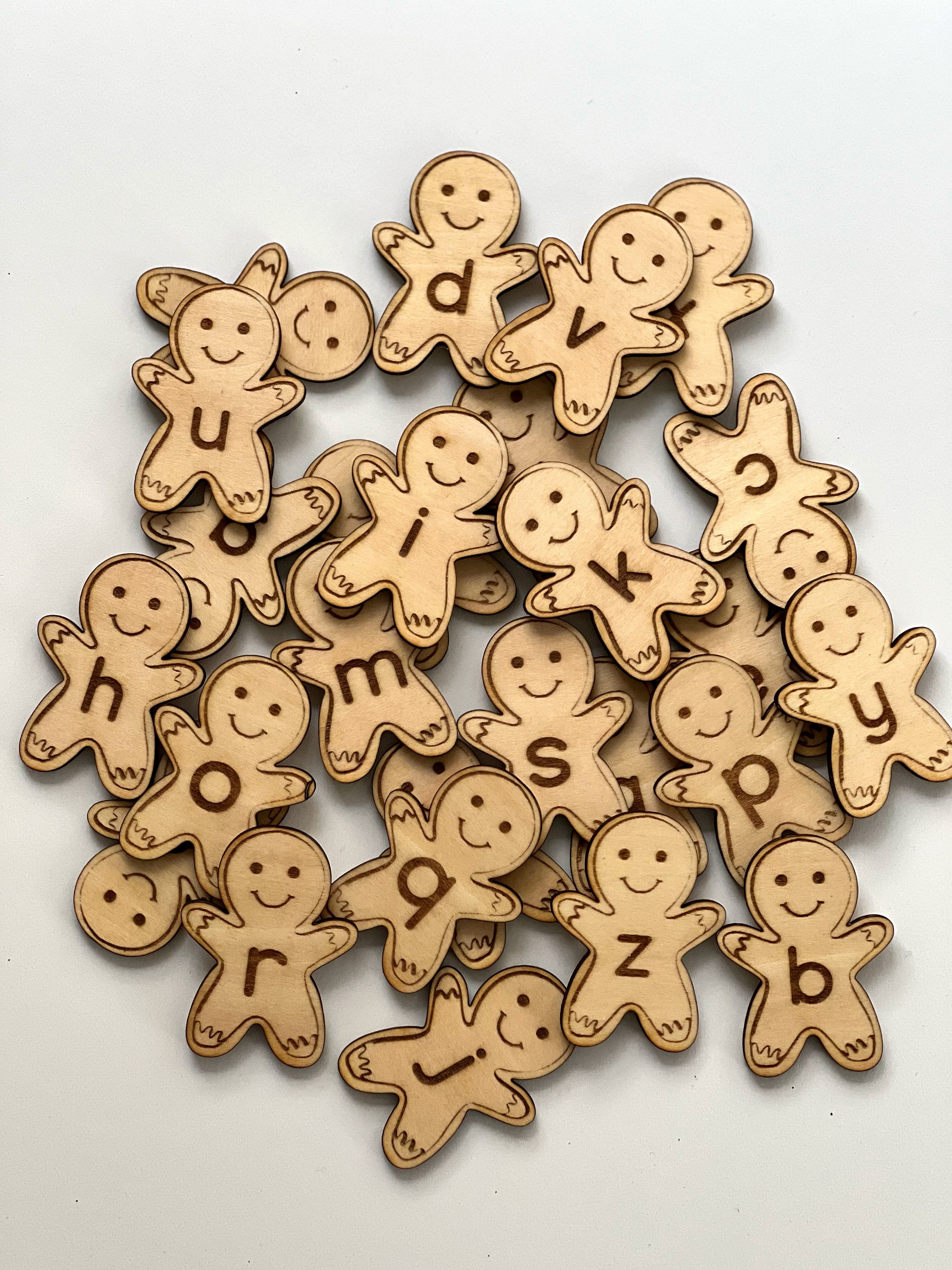 Gingerbread Man Alphabet Wooden Abc Lower Case Gingerbread Themed ...