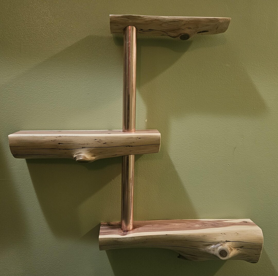 22"×21" Hand Crafted Live Edge Cedar Shelf With 1" Copper Pipes - Etsy