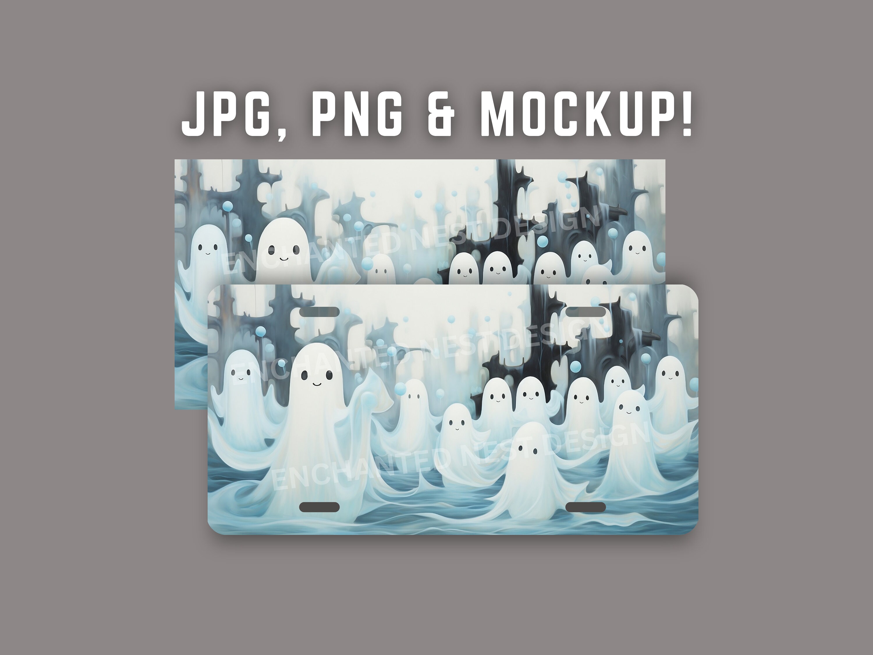 Cute Ghosts 12x6 License Plate Sublimation Design Template, JPG and PNG ...