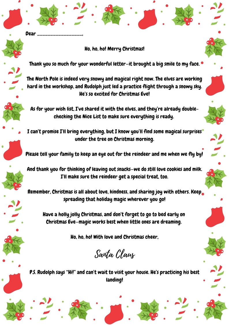 Santa Letter Set: Fun Christmas Letter & Reply Template for Kids ...