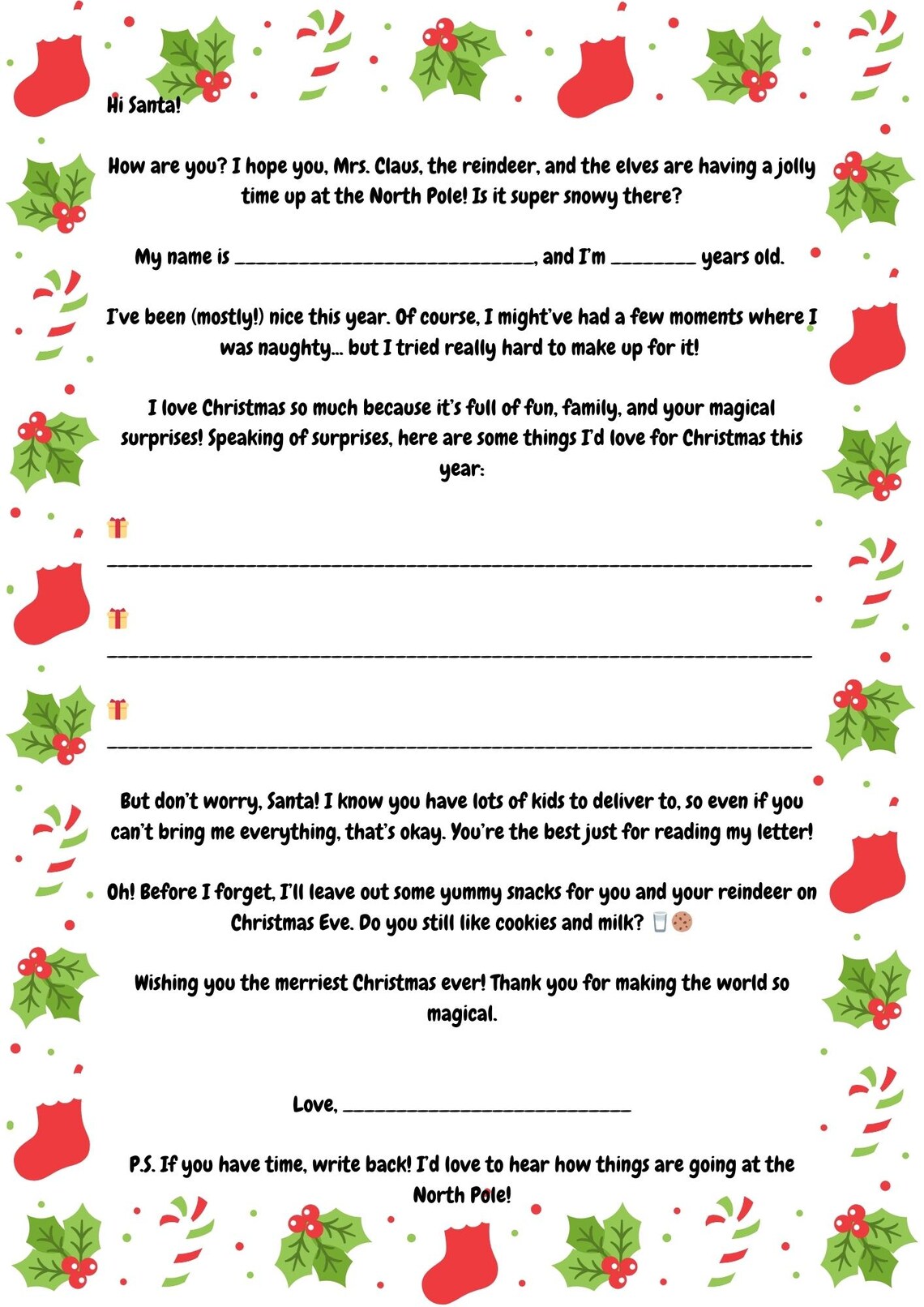 Santa Letter Set: Fun Christmas Letter & Reply Template for Kids ...