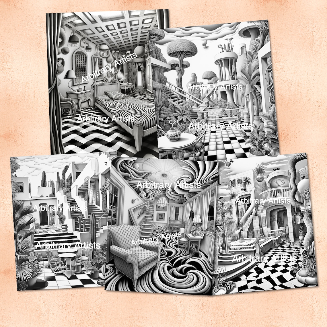 Weirdcore Interiors 25 Adult Coloring Pages - Etsy