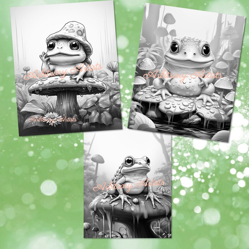 Fun Frogs 50 Grayscale Coloring Pages - Etsy