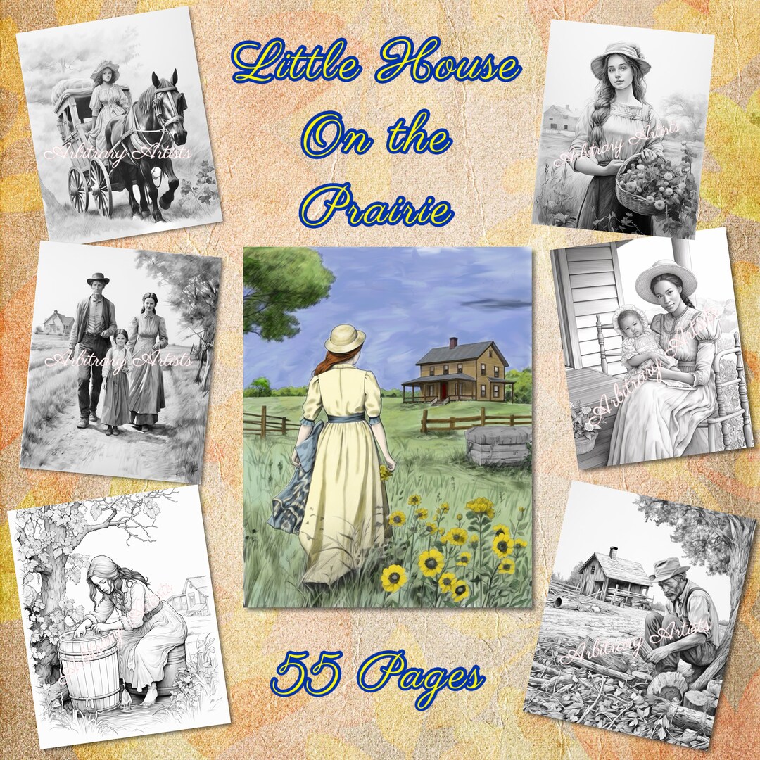 Little House on the Prairie 55 Grayscale Coloring Pages - Etsy