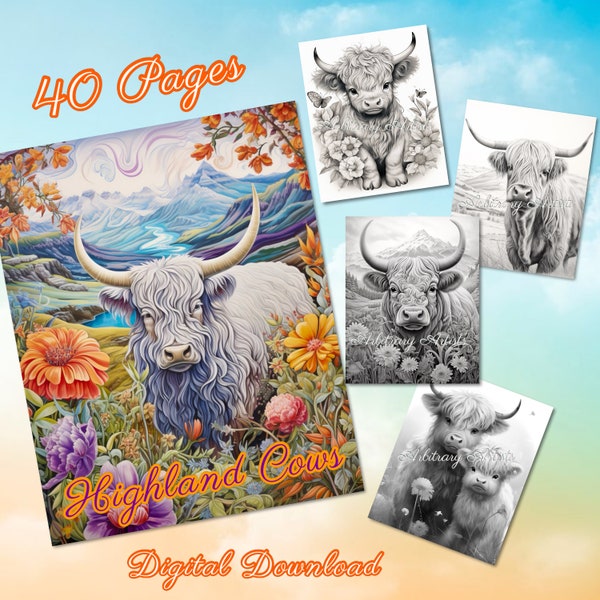 Highland Cow Coloring Book - Etsy