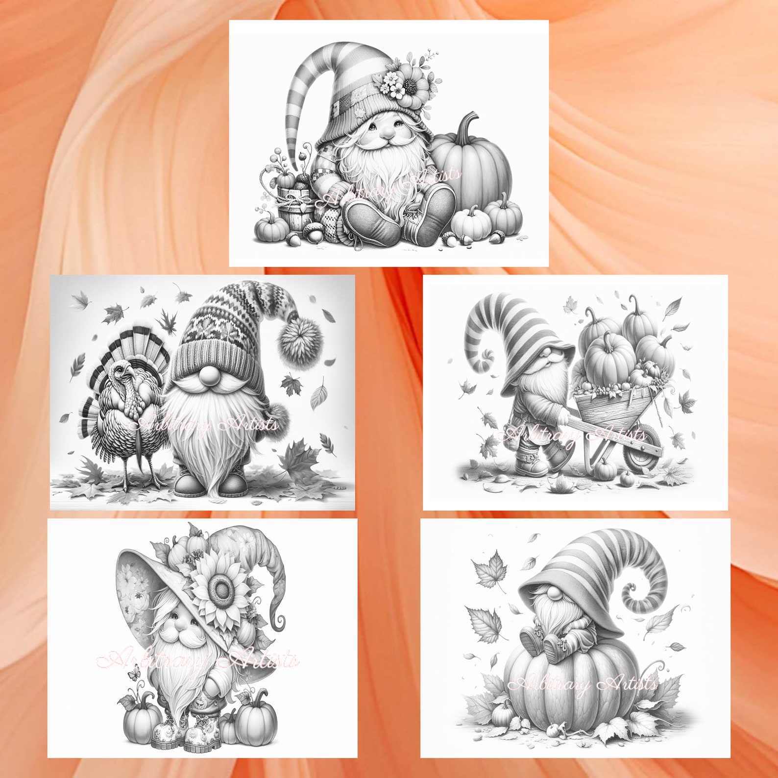 Fall Gnomes 29 Fun Fall Grayscale Coloring Pages Digital Download - Etsy