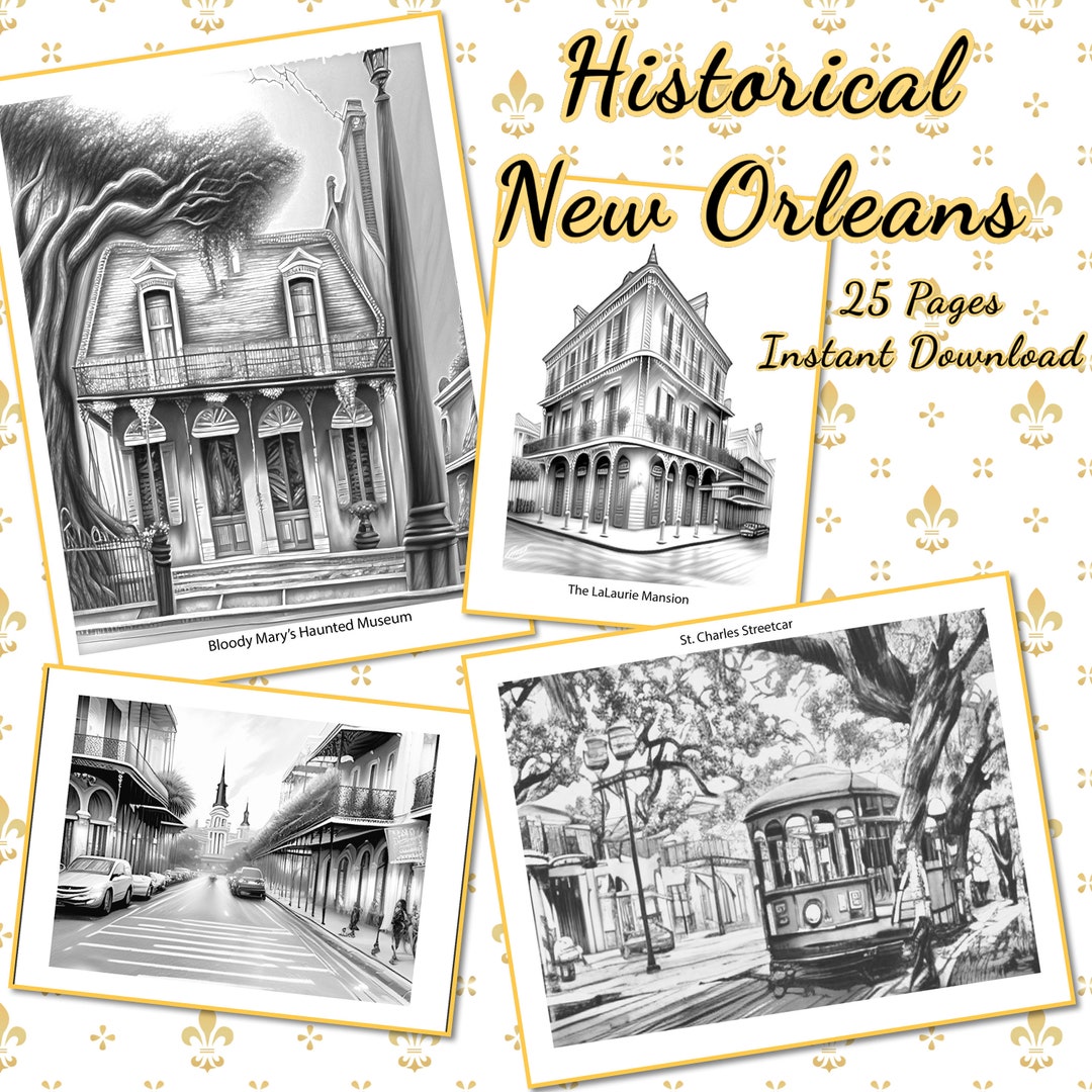 Historical New Orleans 25 Adult Coloring Pages - Etsy