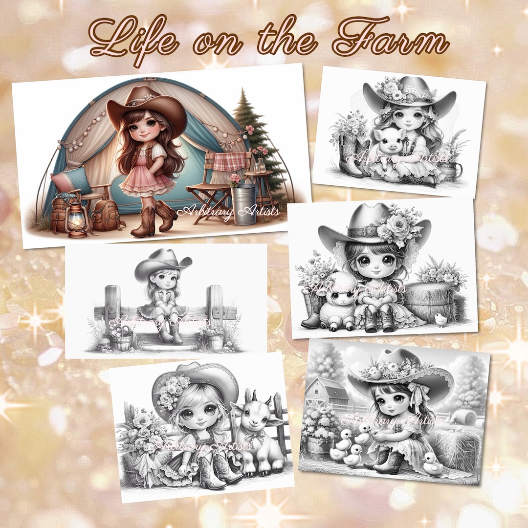 Life on the Farm 36 Grayscale Coloring Pages - Etsy