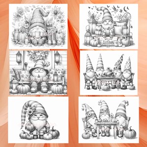 Fall Gnomes 29 Fun Fall Grayscale Coloring Pages Digital Download - Etsy