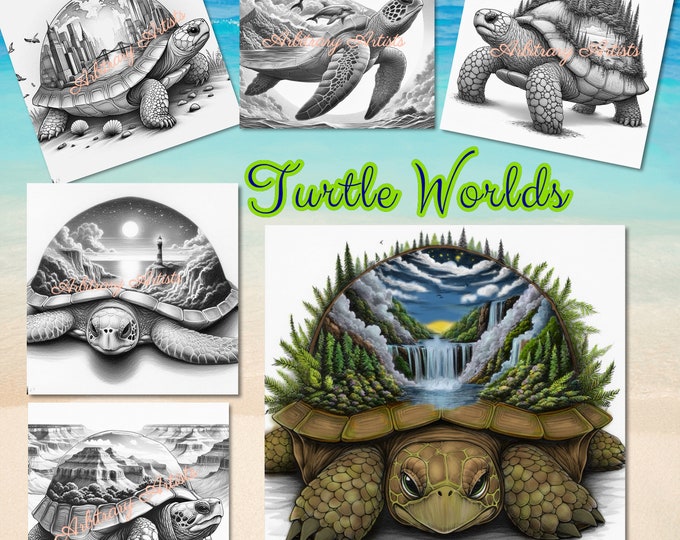 Sea Turtles Grayscale Coloring Pages, Underwater Scene, Marine Life ...