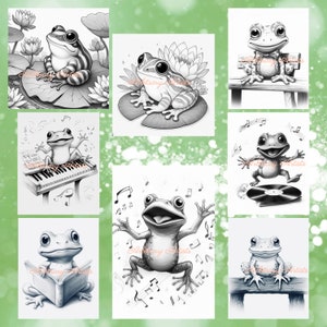 Fun Frogs 50 Grayscale Coloring Pages - Etsy