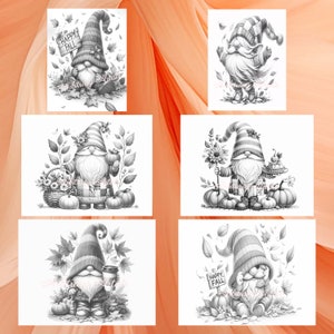 Fall Gnomes 29 Fun Fall Grayscale Coloring Pages Digital Download - Etsy