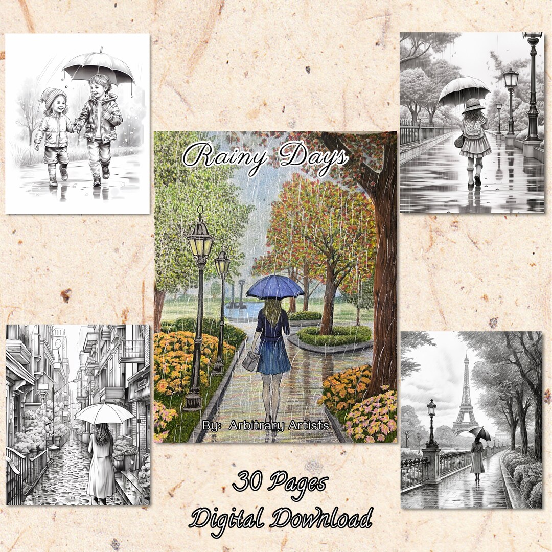 Rainy Days 30 Adult Coloring Pages Digital Download - Etsy