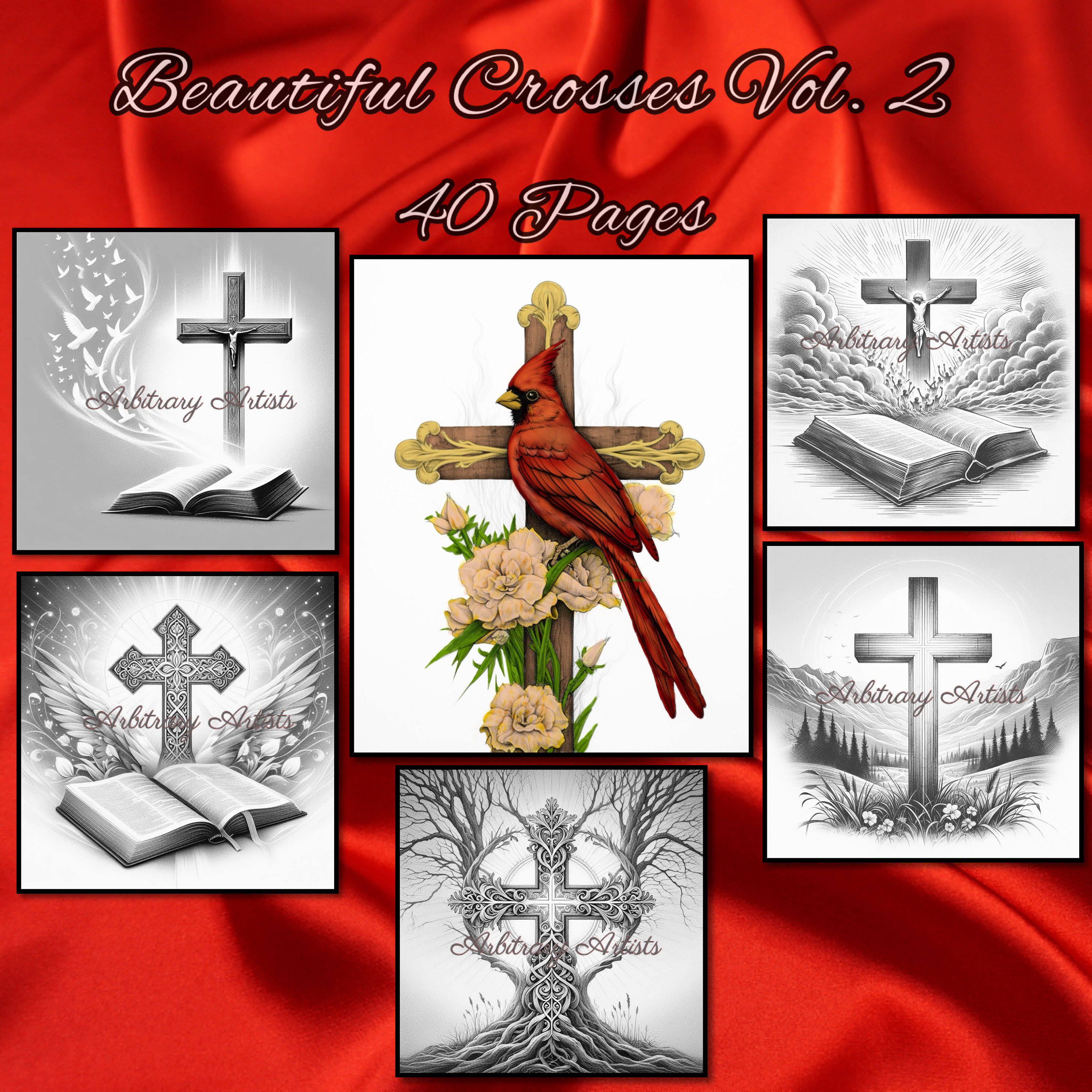 Beautiful Crosses Vol. 2 40 Grayscale Coloring Pages - Etsy