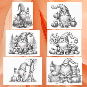 Fall Gnomes 29 Fun Fall Grayscale Coloring Pages Digital Download - Etsy