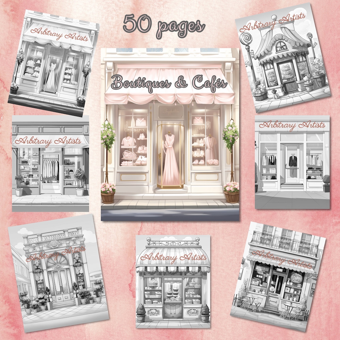 Boutiques & Cafes 50 Coloring Pages Digital Download - Etsy