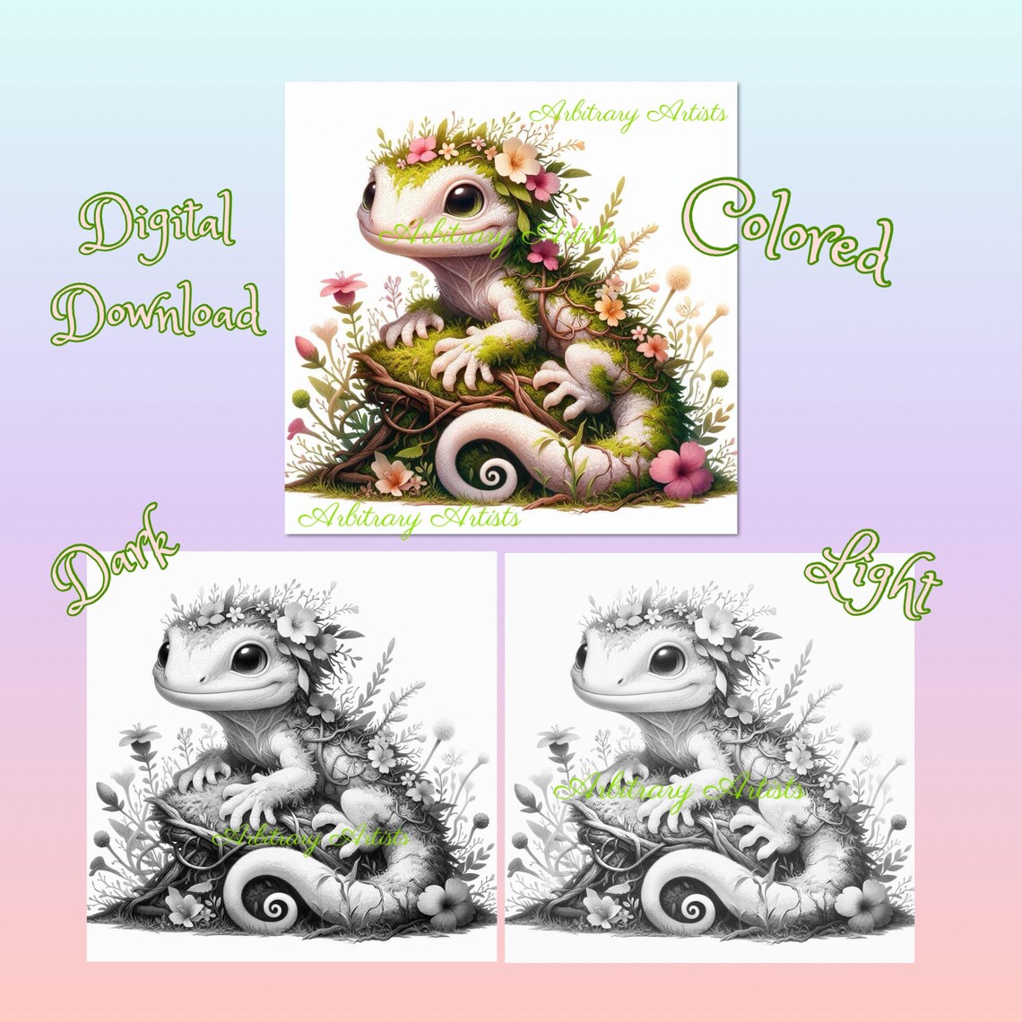 Velvet Moss Creatures - 34 Grayscale Coloring Page, Dark, Light and ...