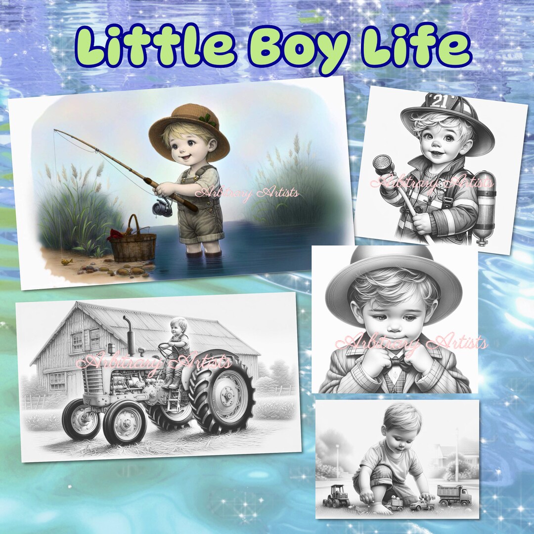Little Boy Life 34 Grayscale Coloring Pages - Etsy
