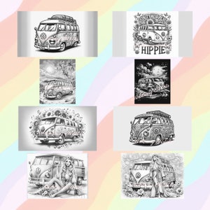 VW Van Life 40 Grayscale Coloring Pages Digital Download - Etsy