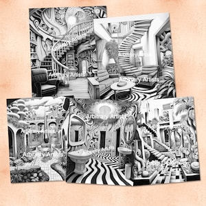 Weirdcore Interiors 25 Adult Coloring Pages - Etsy