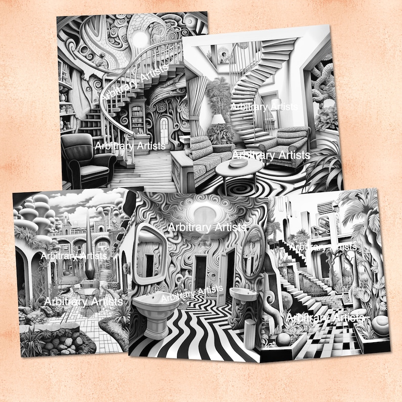 Weirdcore Interiors 25 Adult Coloring Pages - Etsy