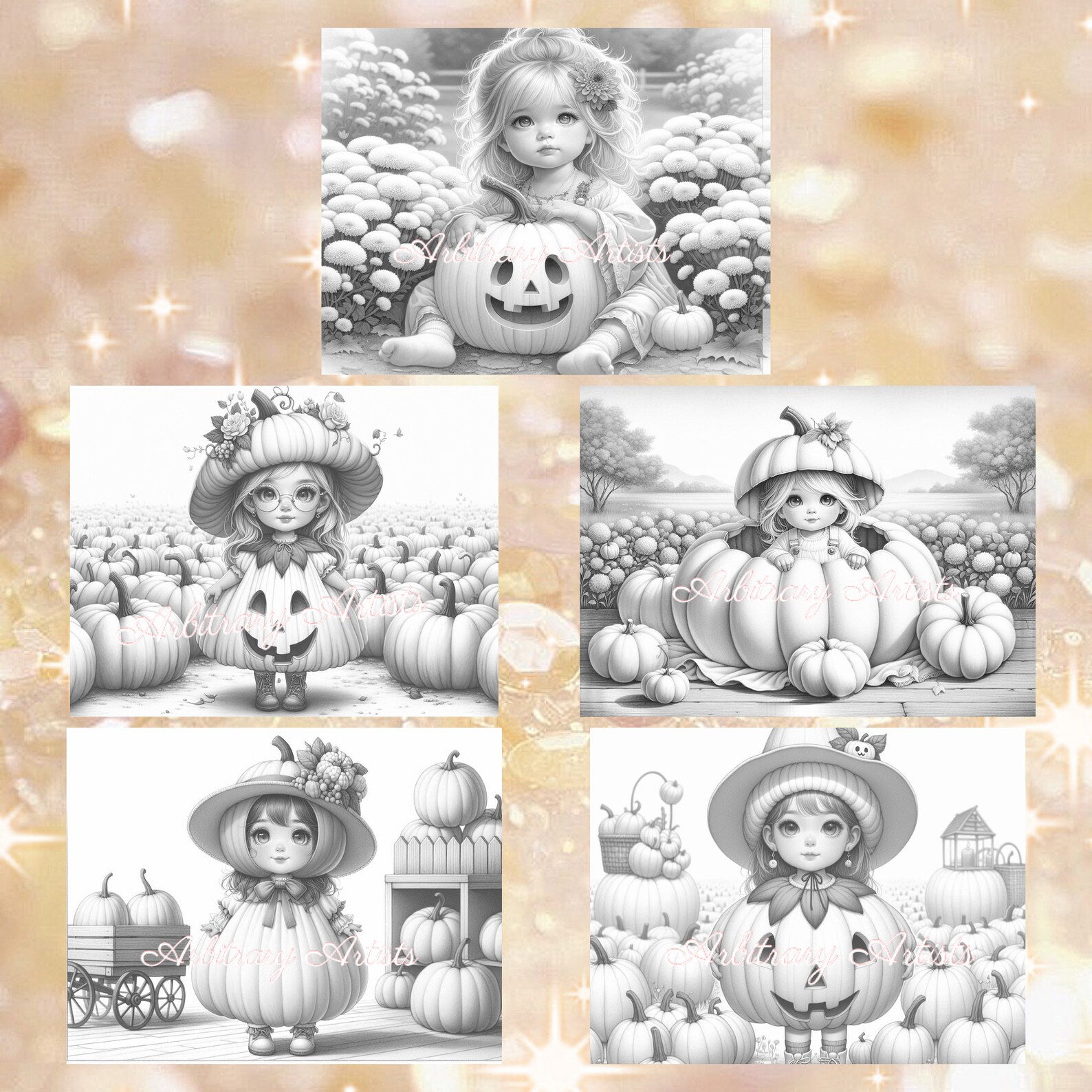 Pumpkin Patch Grayscale Coloring Pages, Fall Halloween (PDF) - Etsy