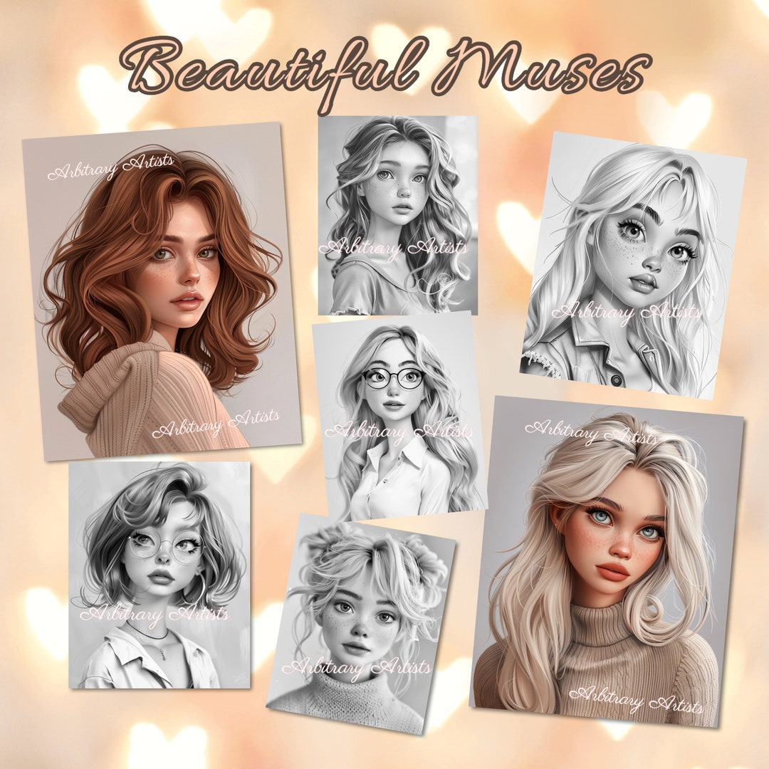 Beautiful Muses 26 Grayscale Coloring Pages - Etsy