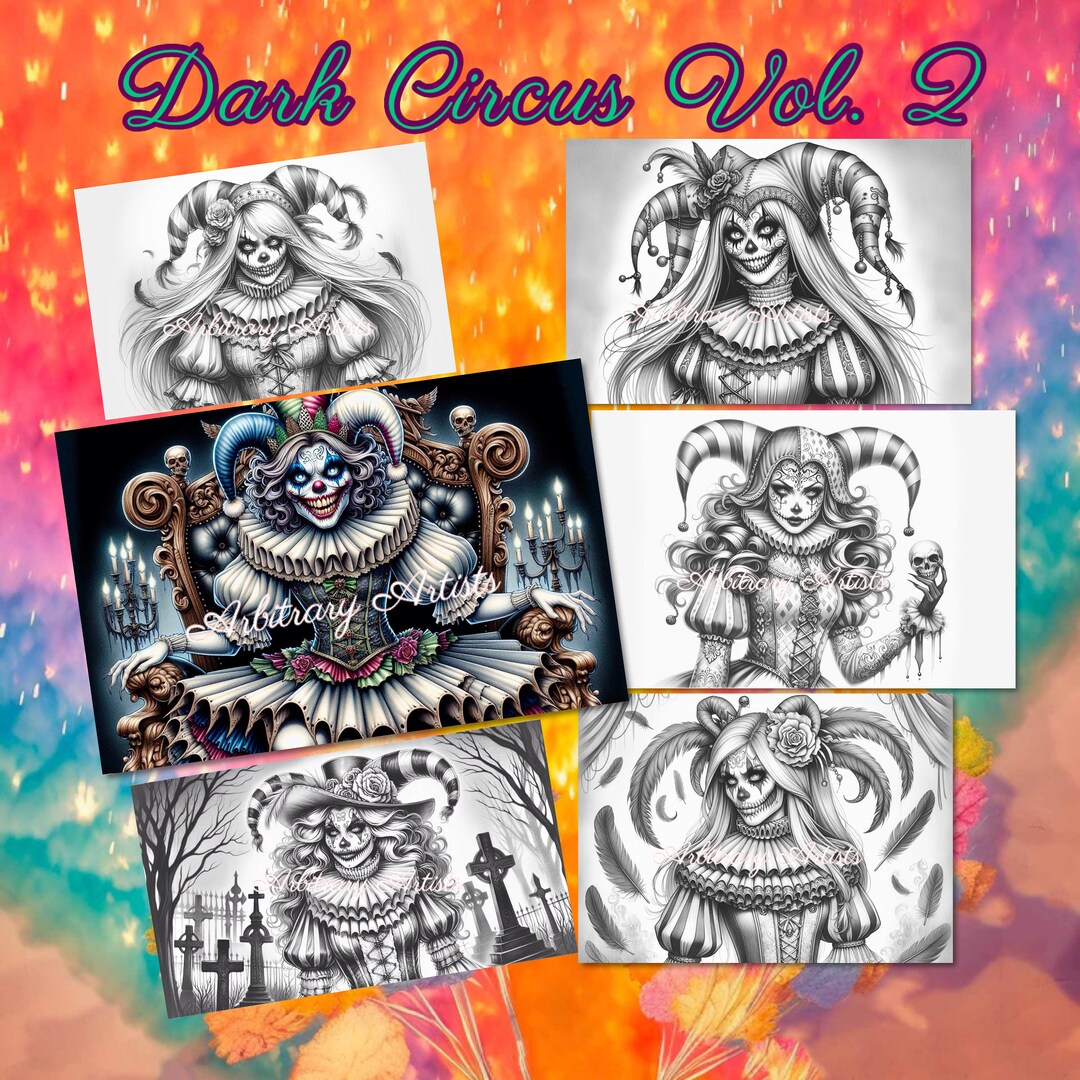 Dark Circus Vol. 2 37 Grayscale Coloring Pages - Etsy
