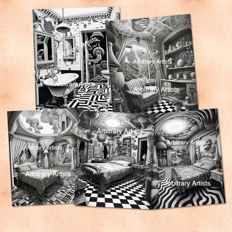 Weirdcore Interiors 25 Adult Coloring Pages - Etsy