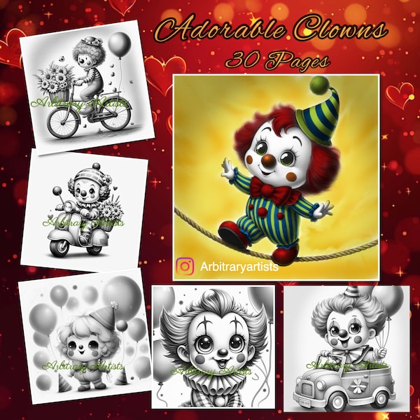 Coloring Pages Clowns - Etsy