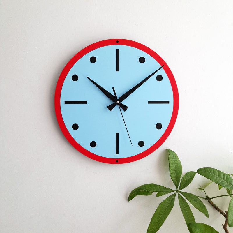 Red Wall Clock - Etsy