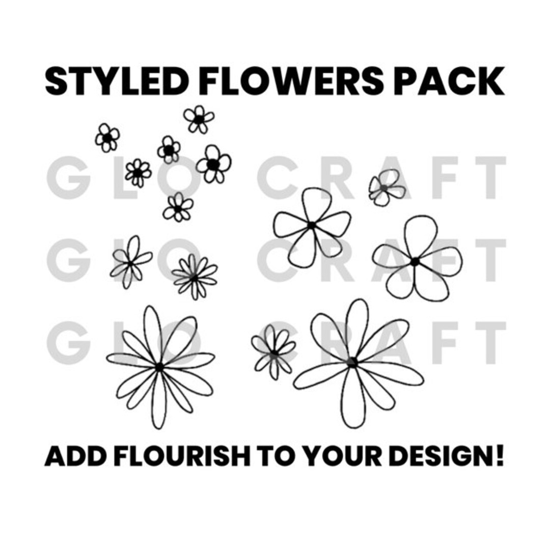 Simple Styled Flower Pack Multiple SVG PNG Flowers Small Simple ...