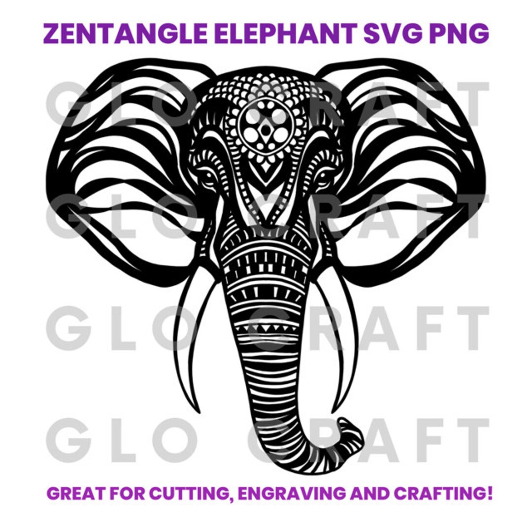 Zentangle Elephant Head: Mandala SVG PNG Digital Files - Etsy