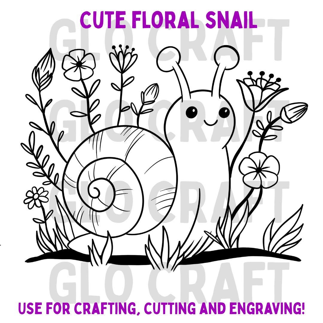 Snail With Flowers SVG PNG Cute Funny Silly Digital Files for Cutting ...