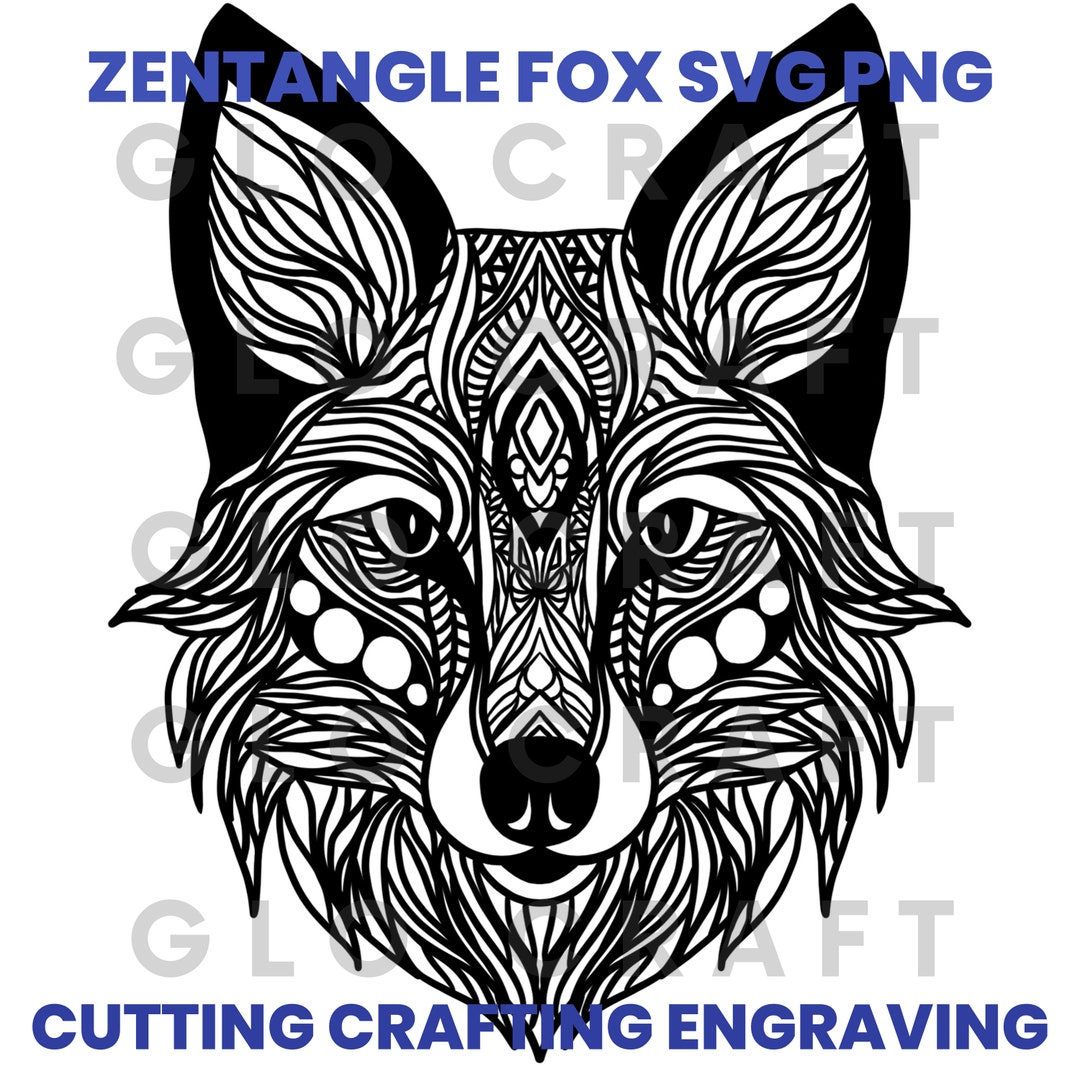 Zentangle Fox SVG PNG Cricut Cutting Engraving Crafting Animal Design ...