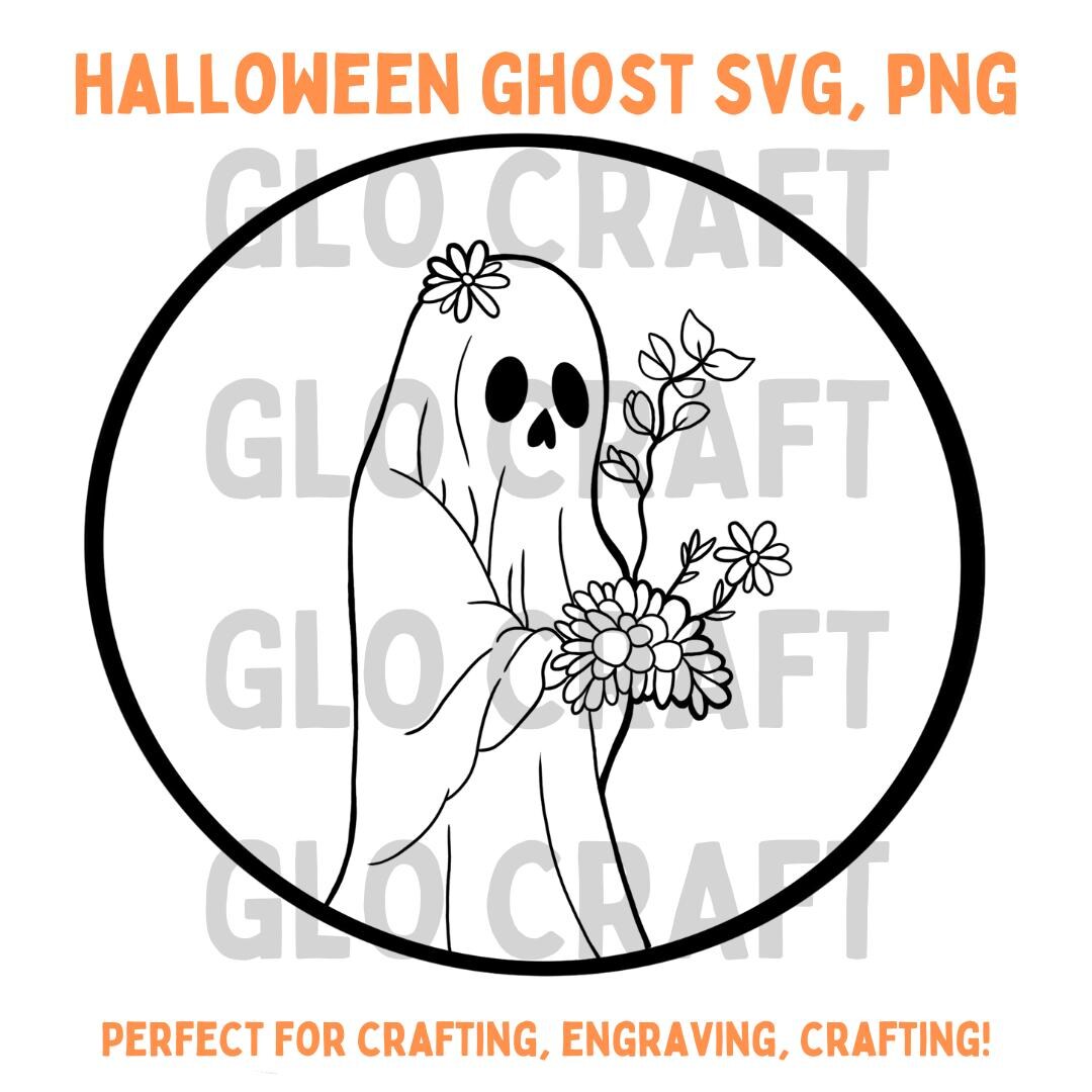 Flowery Ghost SVG PNG Design for Crafting Cutting Engraving Cricut ...