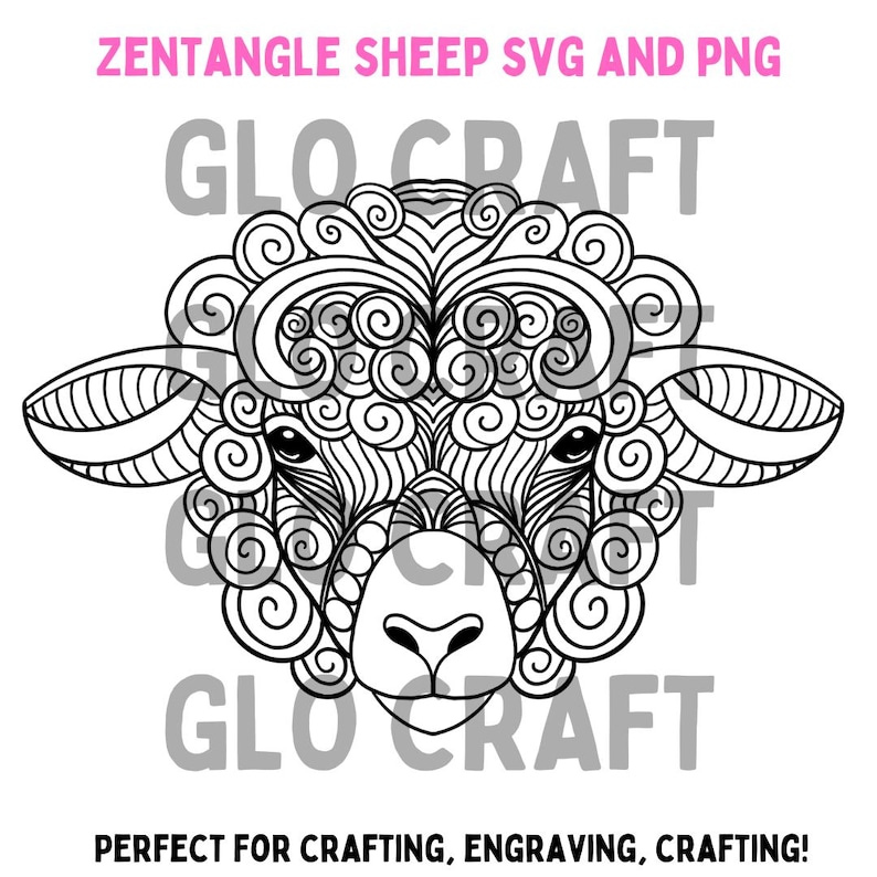Zentangle Sheep SVG PNG Animal Head Crafting Cutting Engraving Design ...