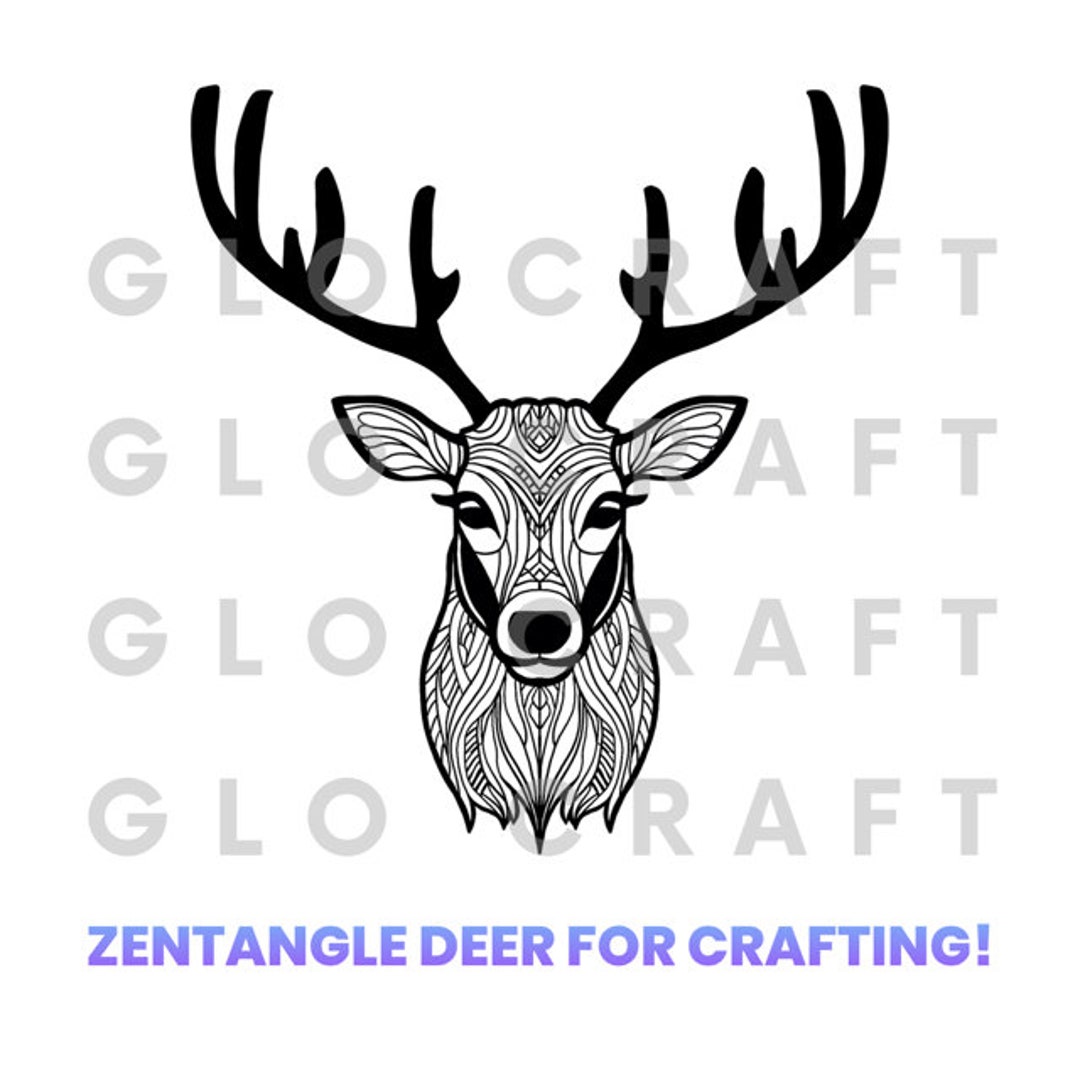 Zentangle Deer Head Outline: SVG PNG Art File (digital Download) - Etsy