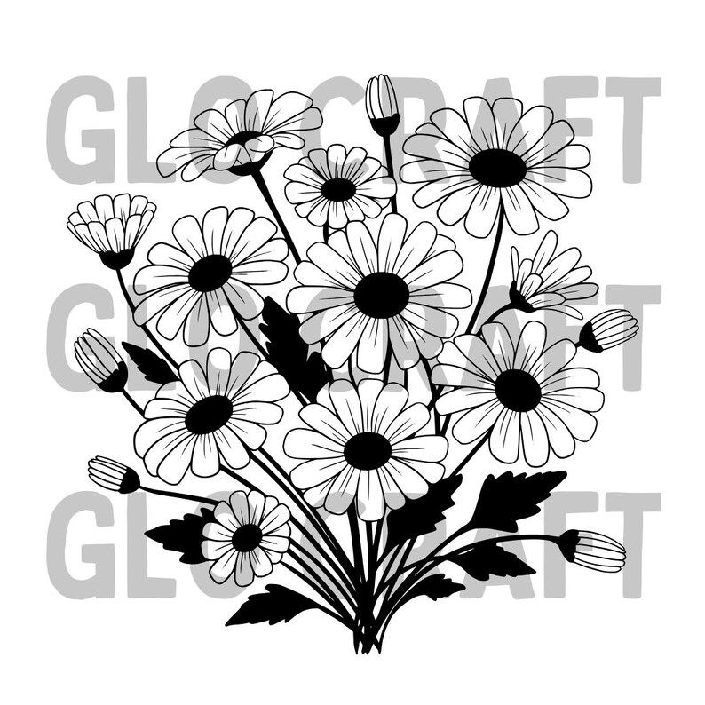 Daisy Bouquet SVG and PNG Digital Files for Cutting Engraving Crafting ...