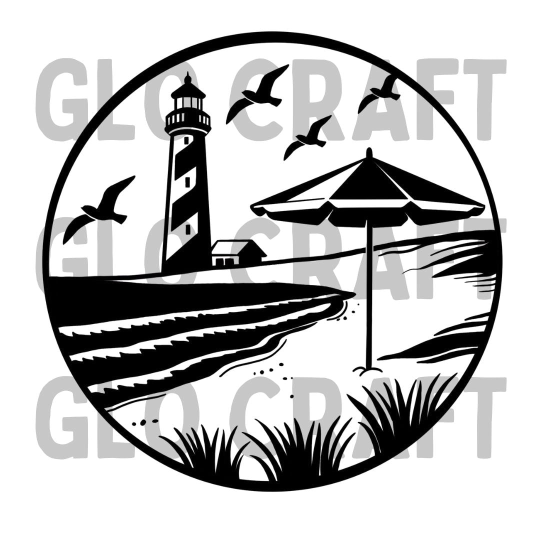 Beach Scene Circle SVG PNG: Crafting, Cutting, Engraving Design - Etsy