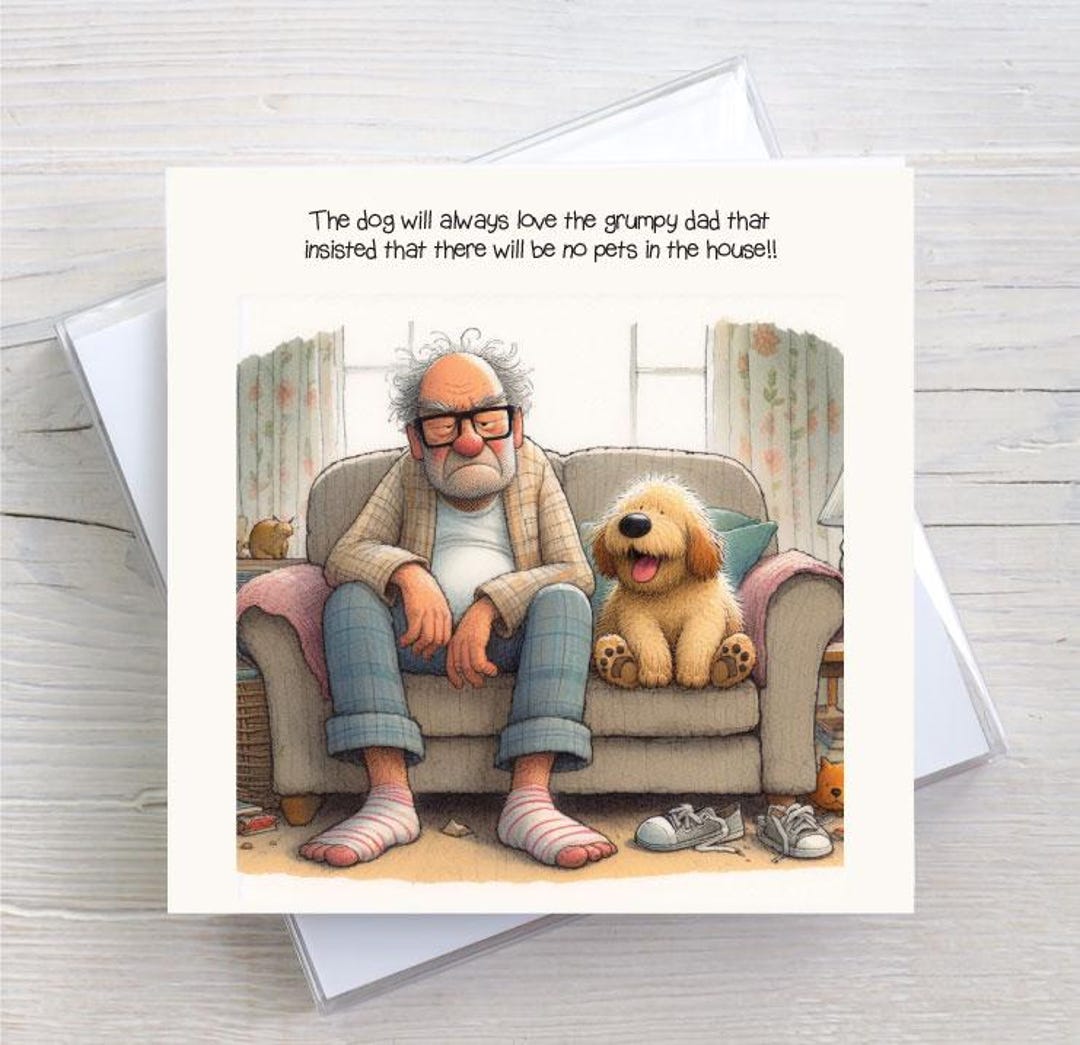 Funny Grumpy Dad & Dog Birthday Card - Father's Day Card - Etsy