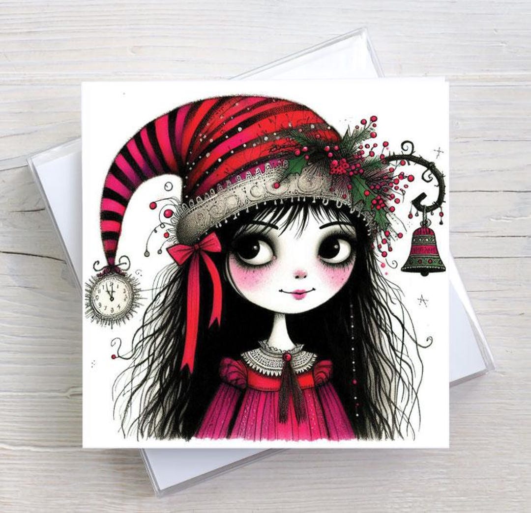 Funny Christmas Card - Emo Goth Girl - Adult Rude Humour - BW0104 - Etsy