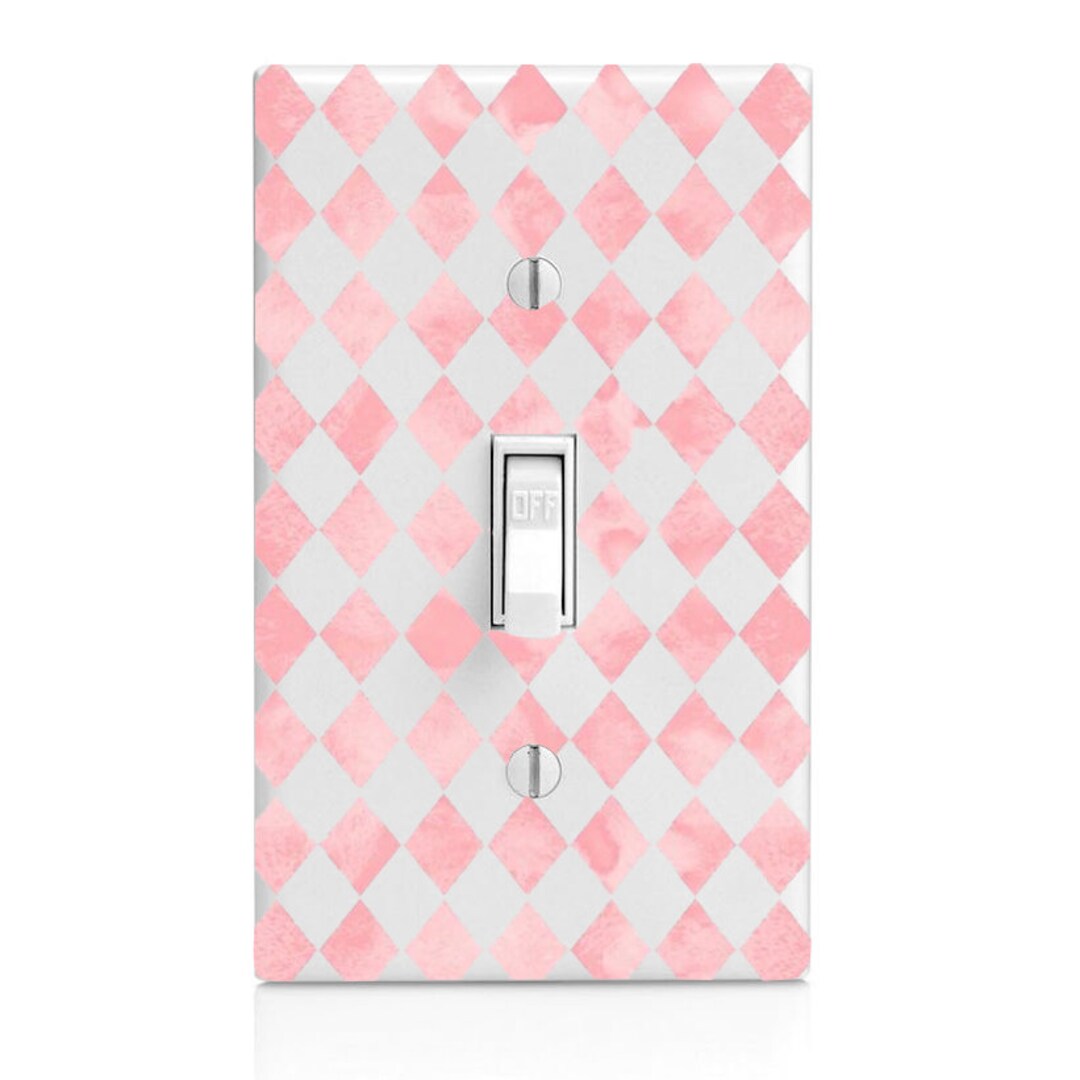 Pink Harlequin Pattern Light Switch Cover, Night Light, Cabinet Knob - Etsy