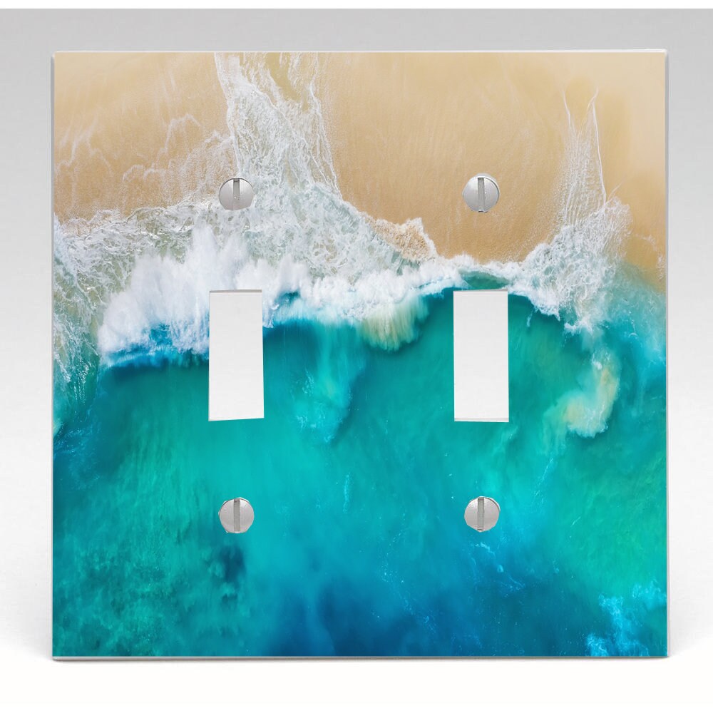 Turquoise Waves, Beach Light Switch Cover, Night Light, Cabinet Knob ...
