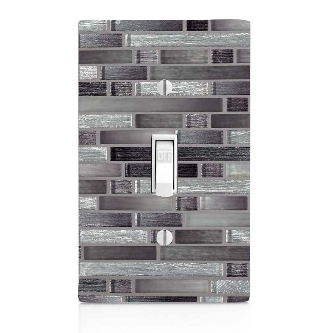 Gray and Black Tile IMAGE Light Switch Cover, Night Light, Cabinet Knob ...