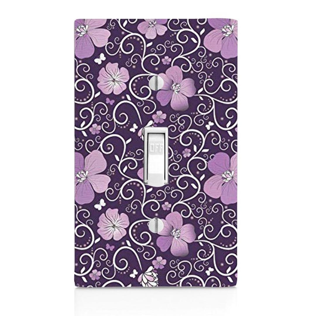 Purple Floral Scroll Light Switch Cover, Night Light, Cabinet Knob - Etsy