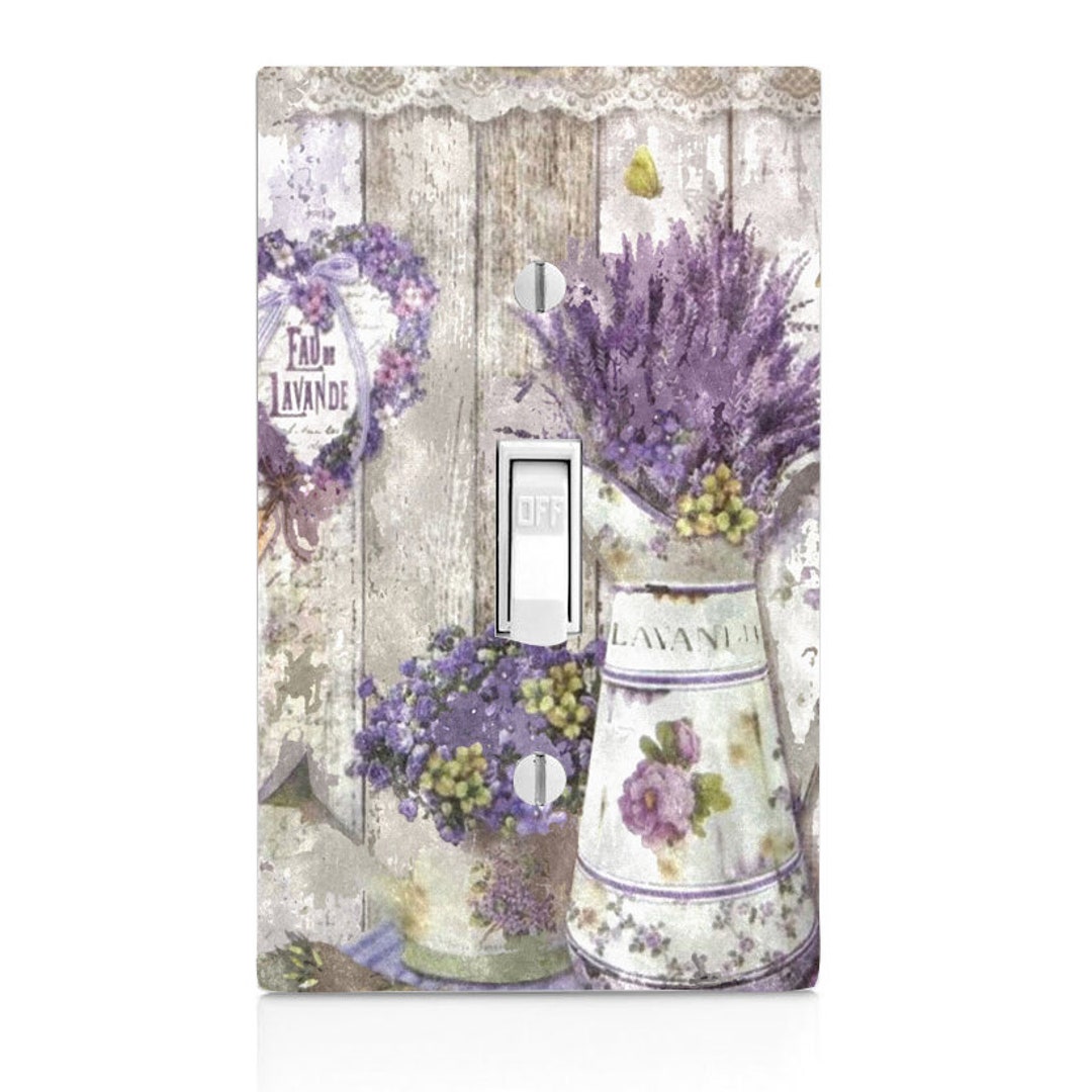 Lavender Rustic Light Switch Cover, Night Light, Cabinet Knob - Etsy