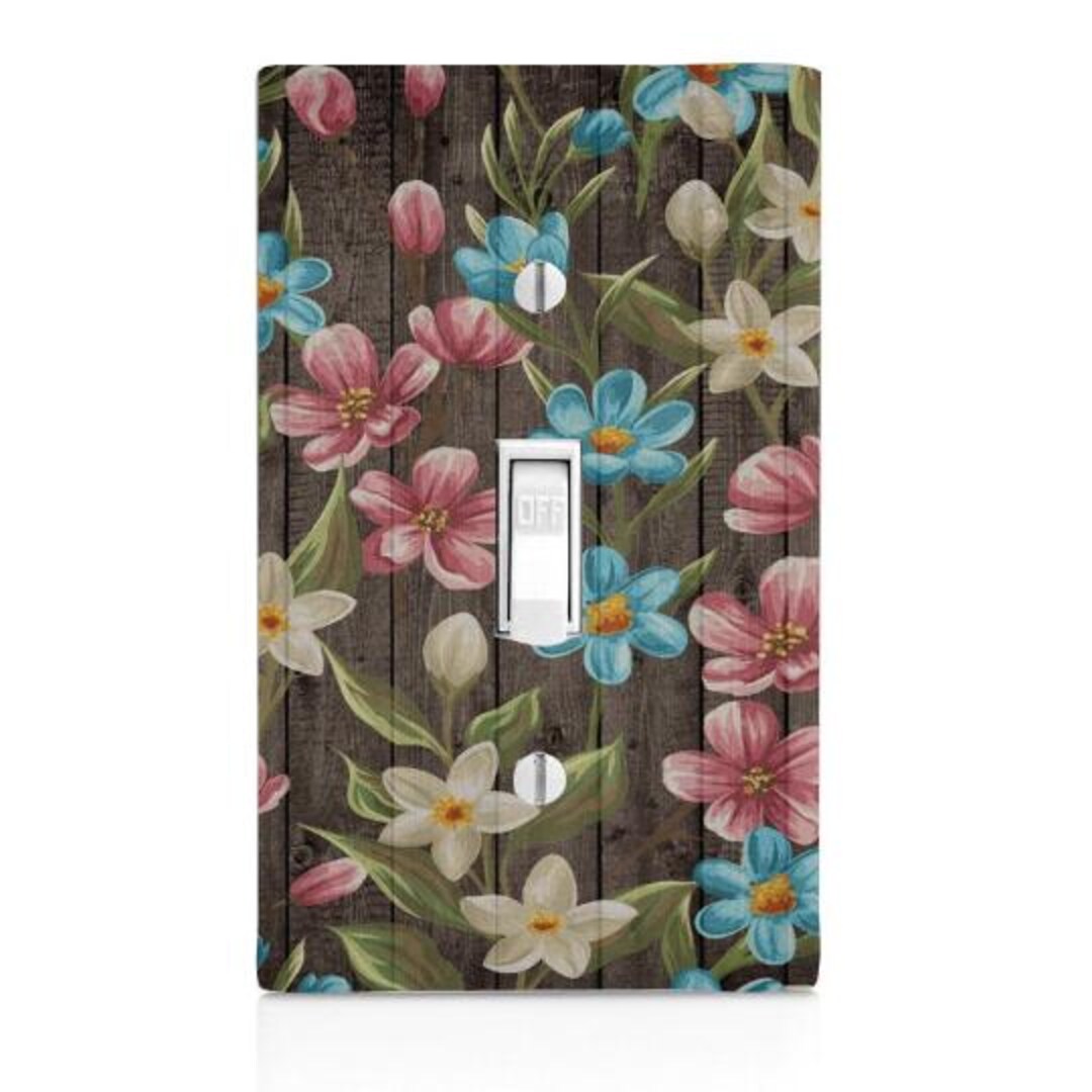 Pink Blue Floral Plank Image Light Switch Cover, Night Light, Cabinet ...